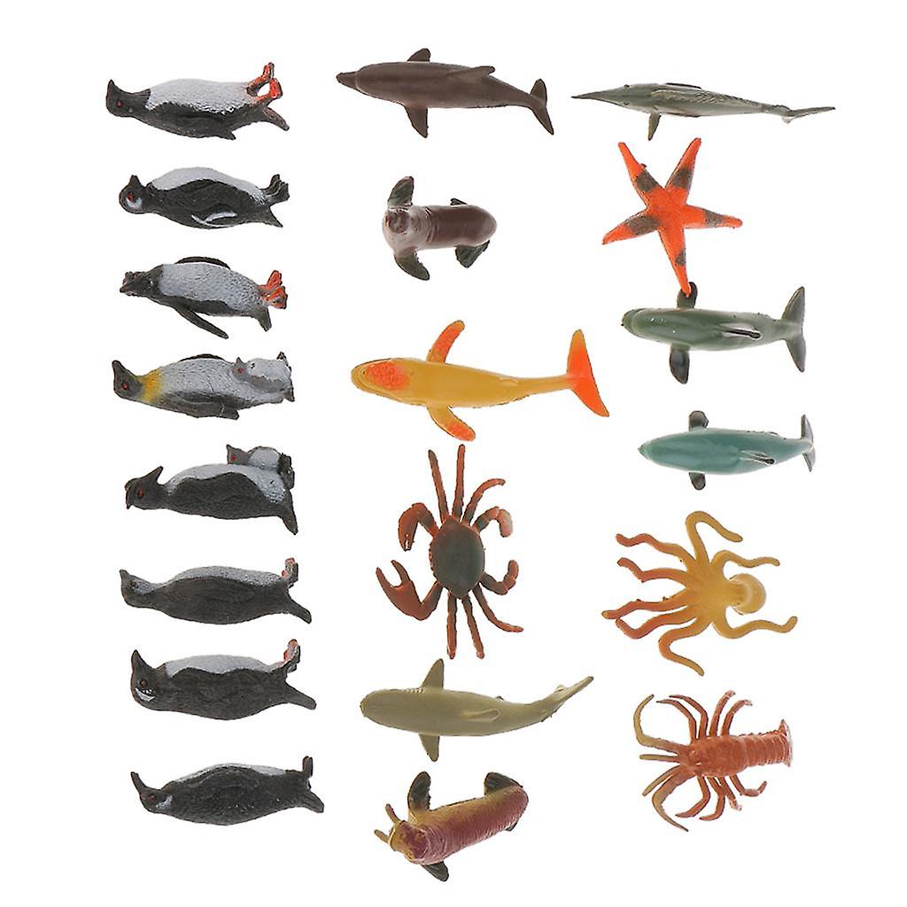 12Pcs Ocean Animal Model Set Sea Creatures Dolphin & 8Pcs Penguin Model ...