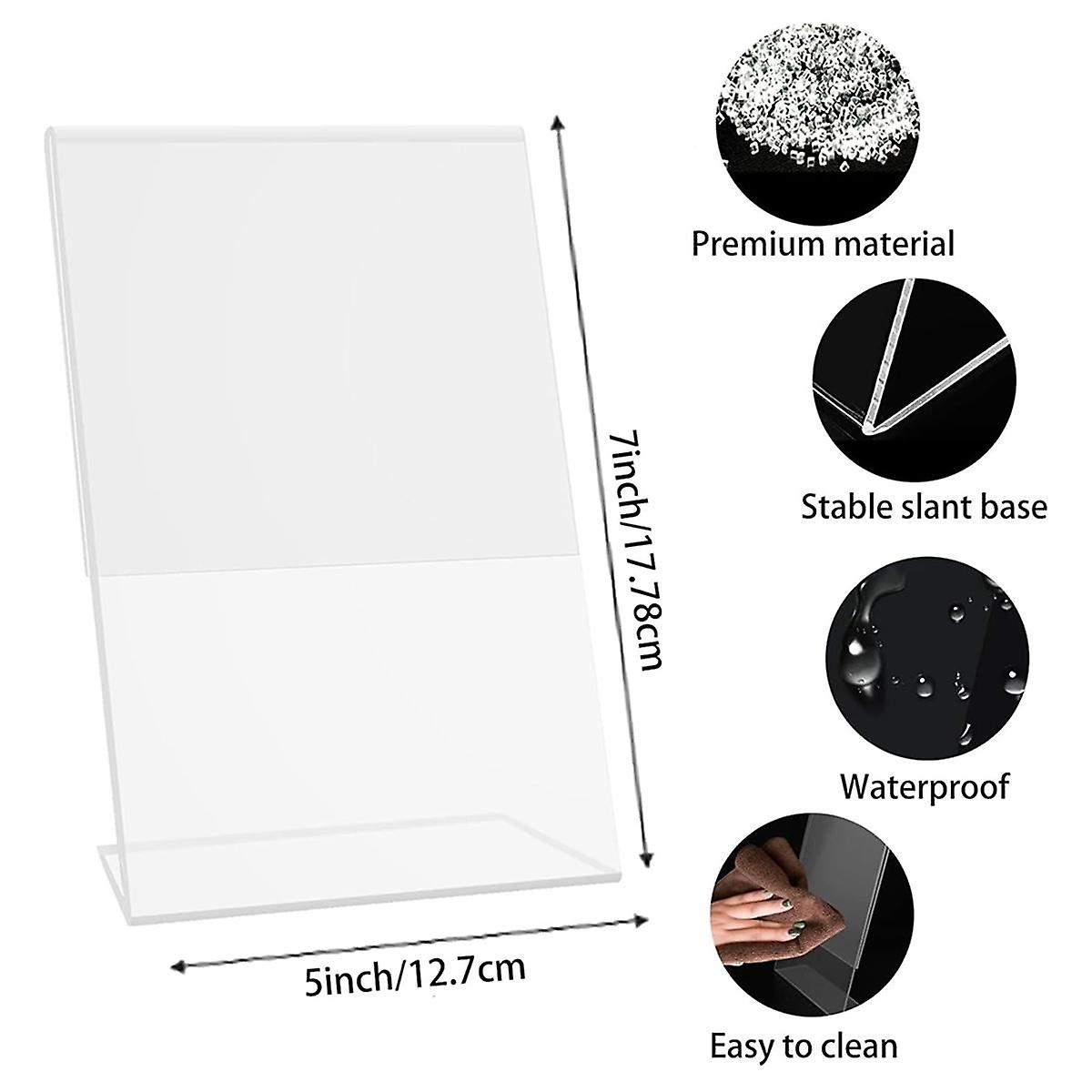 Acrylic Sign Holder 5x7In, 4 Pack Clear Plastic Sign Holder with Hidden ...