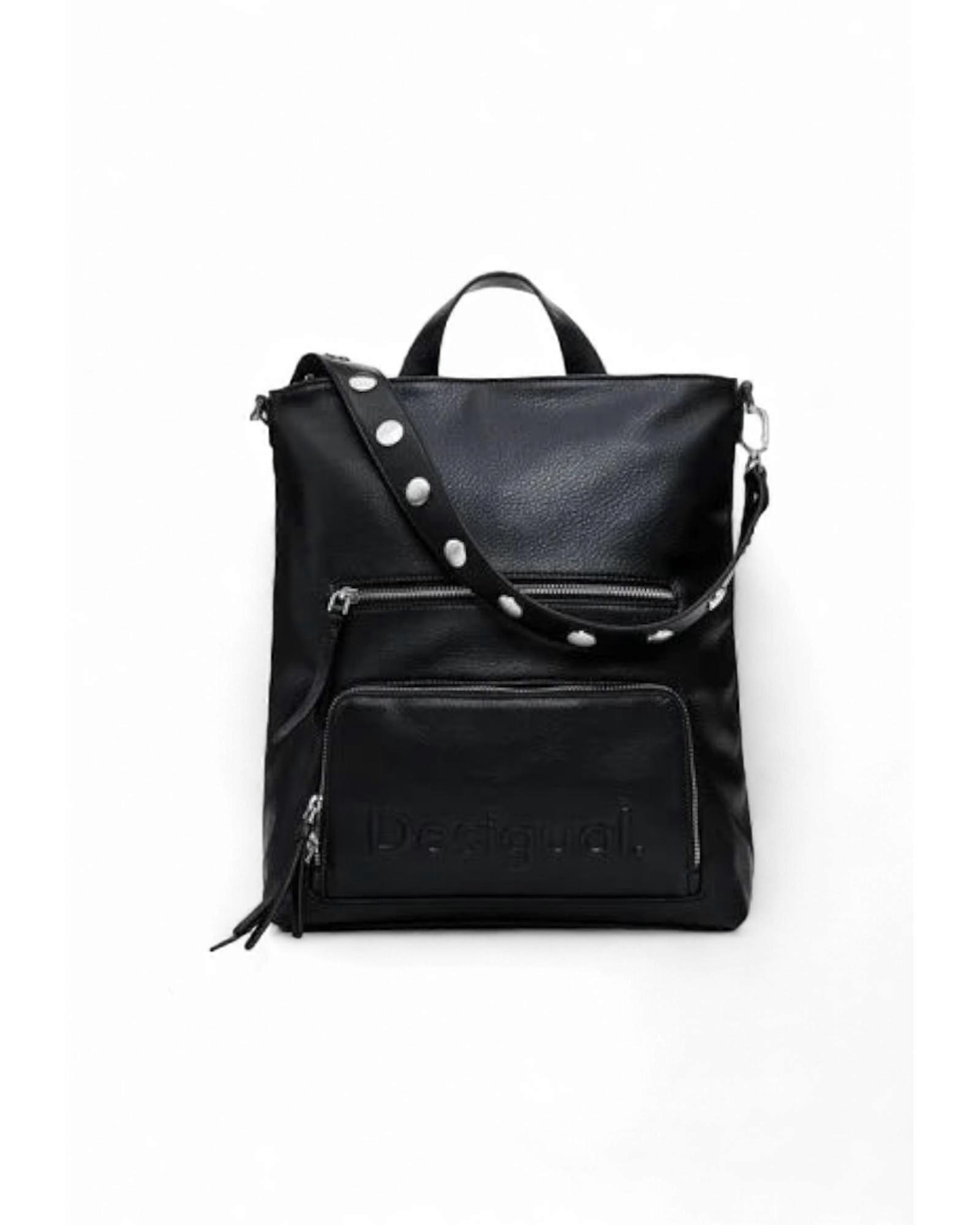 Desigual Black Embossed Logo Backpack | Fruugo UK