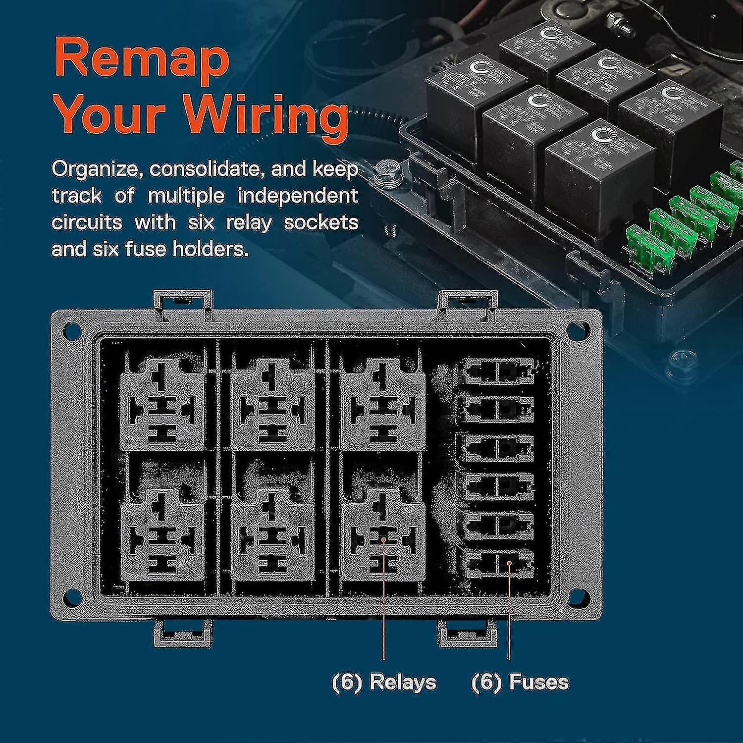 12v Auto Waterproof Fuse Relay Box Block [6 Bosch Style Relay Holder ...