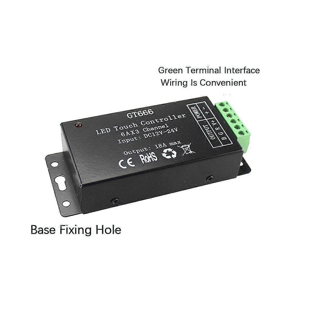 GT666 RGB LED Controller Wireless RF Touch Remote DC 12V 24V 18A 3 ...
