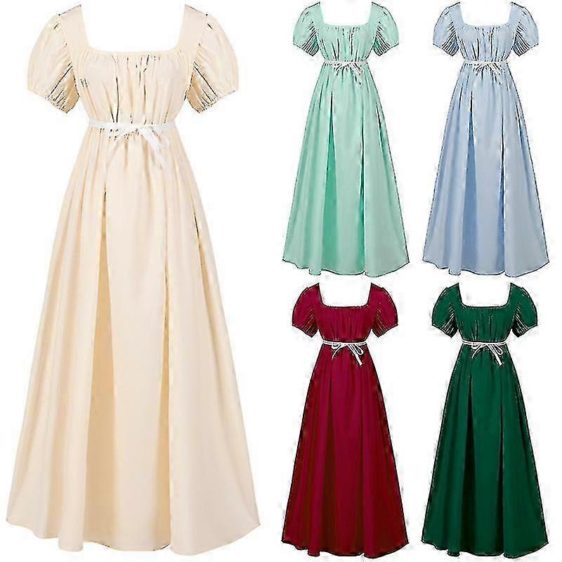 Medieval Women's High Waist Ball Dress Bridgerton Victorian Tea Party ...