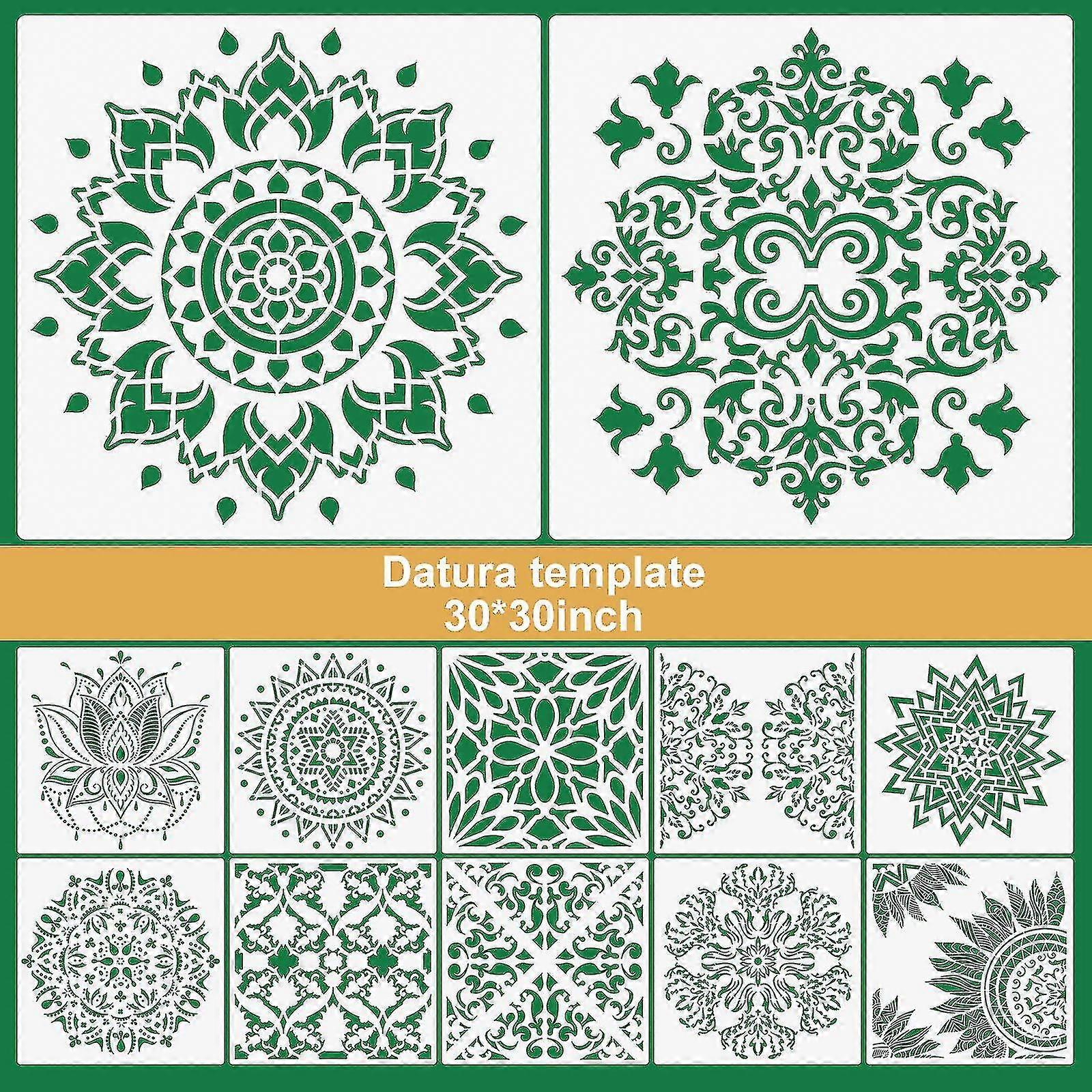 16 Pieces Large Reusable Mandala Stencil Painting On Wood Diy Design 6 ...