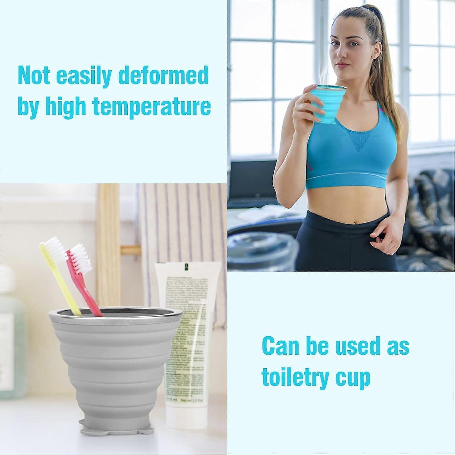 2pcs Collapsible Silicone Cup, Collapsible Travel Cups with Airtight ...