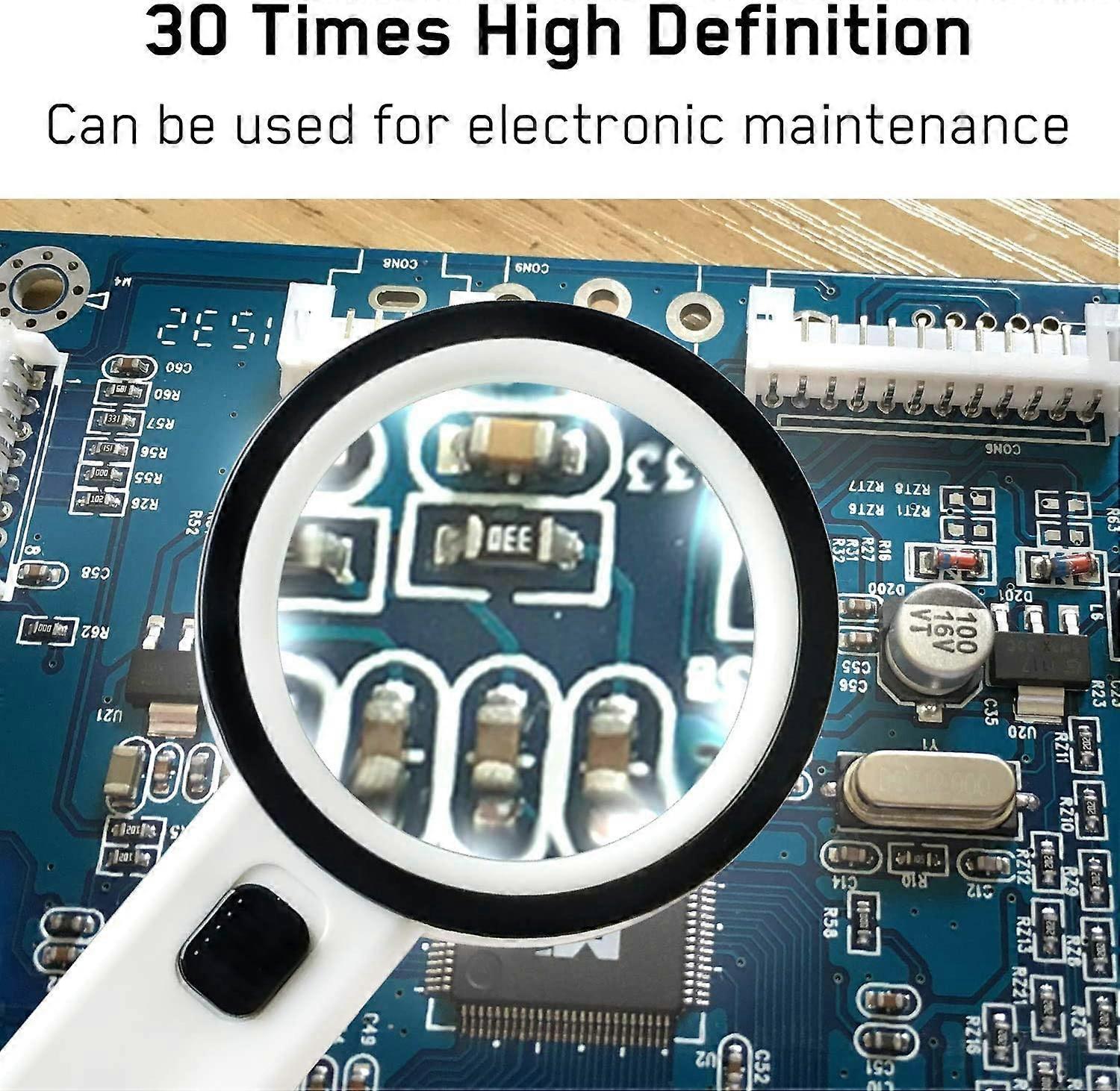 Magnifying Glass with Light, Handheld Magnifying Glass 30X 12 LED ...