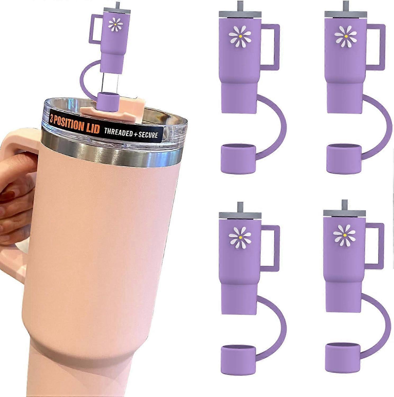 4 stk halmdæksel til Stanley Cup, silikone sugerør topper kompatibel ...