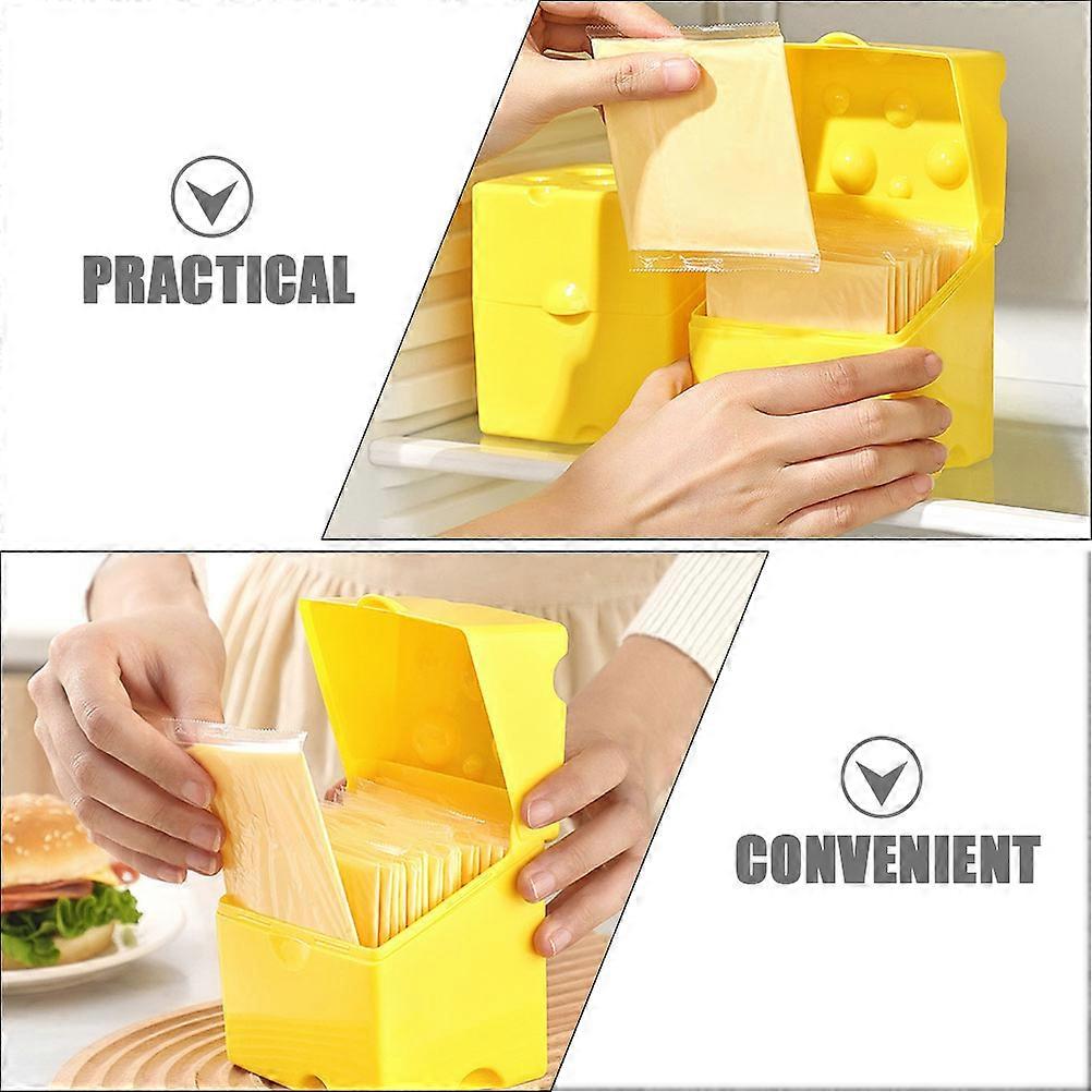 2pcs Slice Cheese Storage Box Airtight Cheese Fresh Container Cheese ...