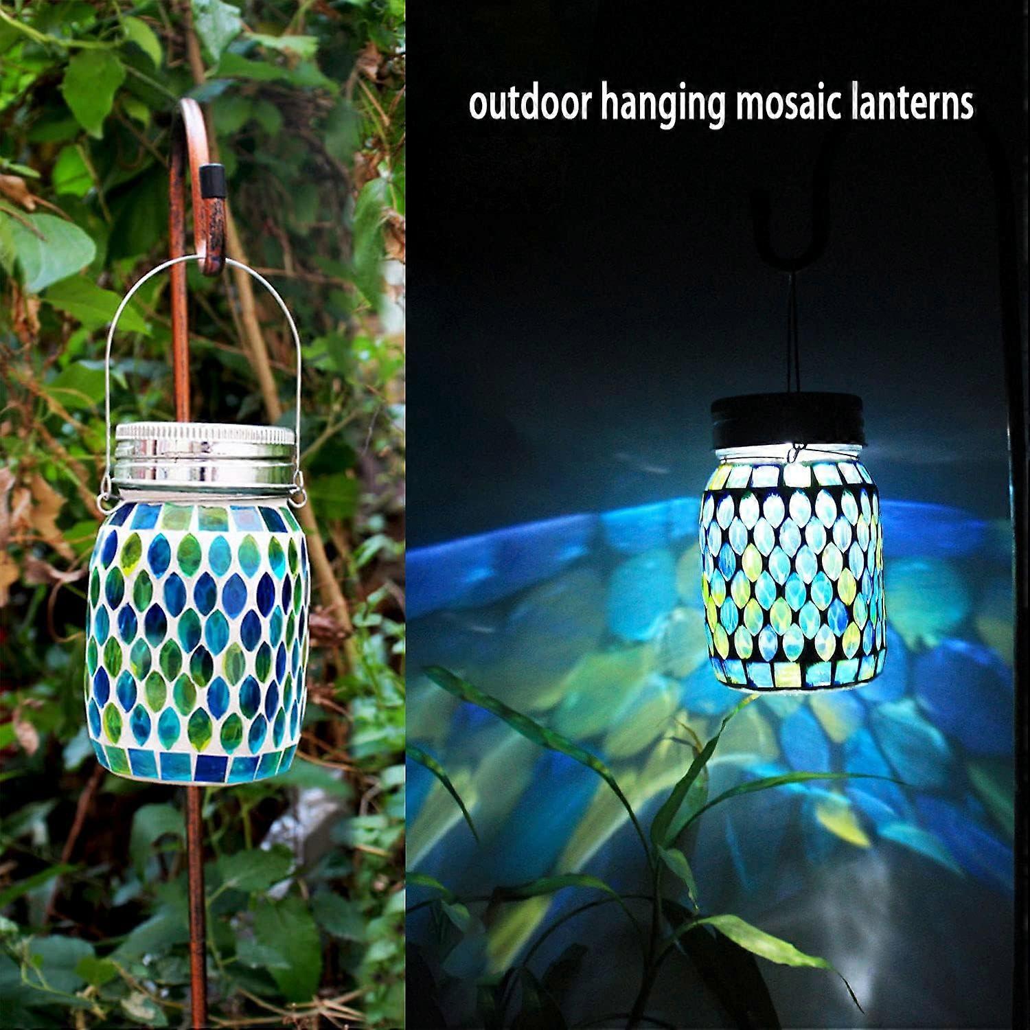 Mosaic solar lamp outdoor chandelier, solar table lamp and cold blue ...