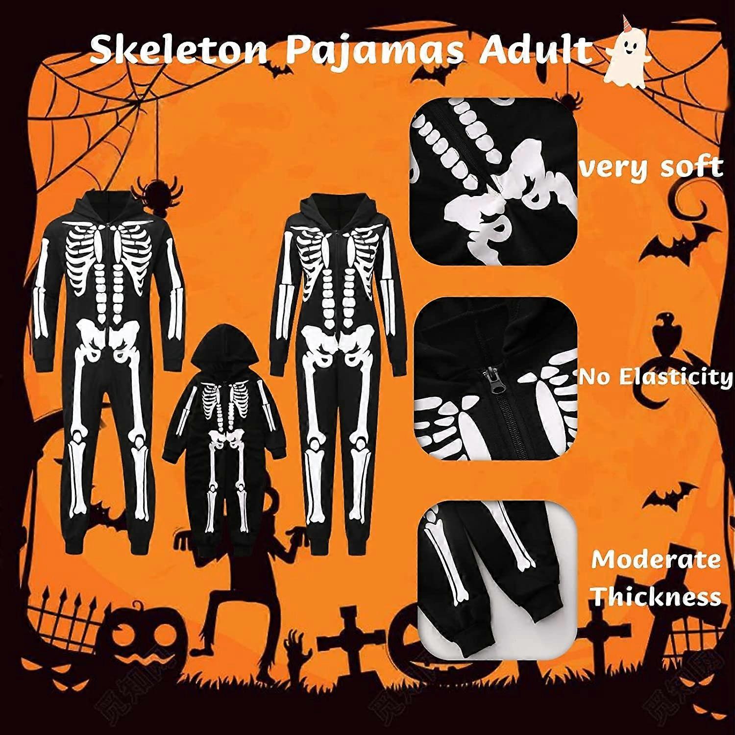 Skeleton Onesie Adult, One-Piece Zipper Skeleton Glow Costume for ...