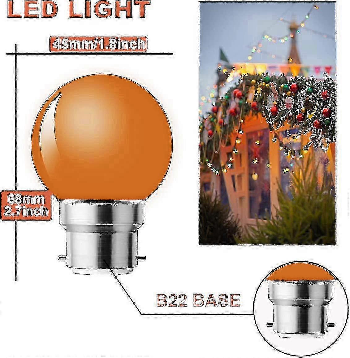 20 Pack B22 Bayonet Coloured Led Light Bulbs 1w G45 Light Bulbs Led ...