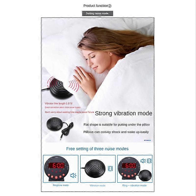 Powerful Vibration Alarm Clock Elderly Deaf Home Digital Extra Loud ...