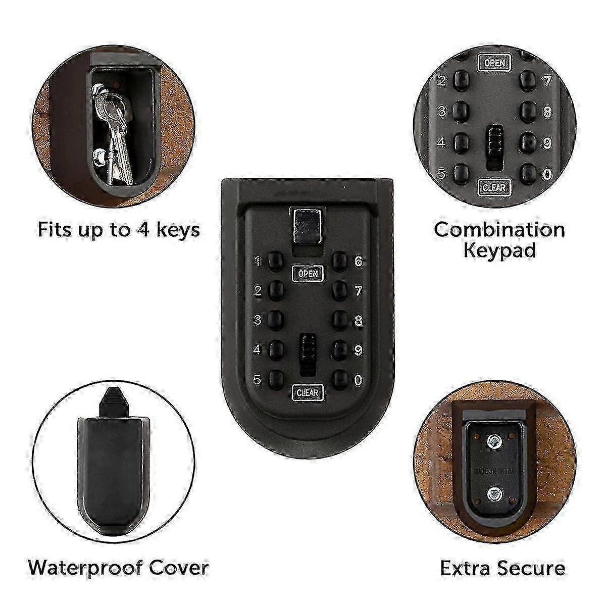 Wall Mounted Key Safe Box with a Weatherproof 10-Digit Combination Lock ...