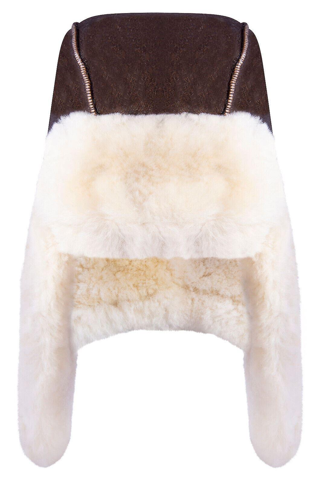 Men's B3 Brown Cream RAF Aviator Shearling Sheepskin WW2 Flying Hat ...