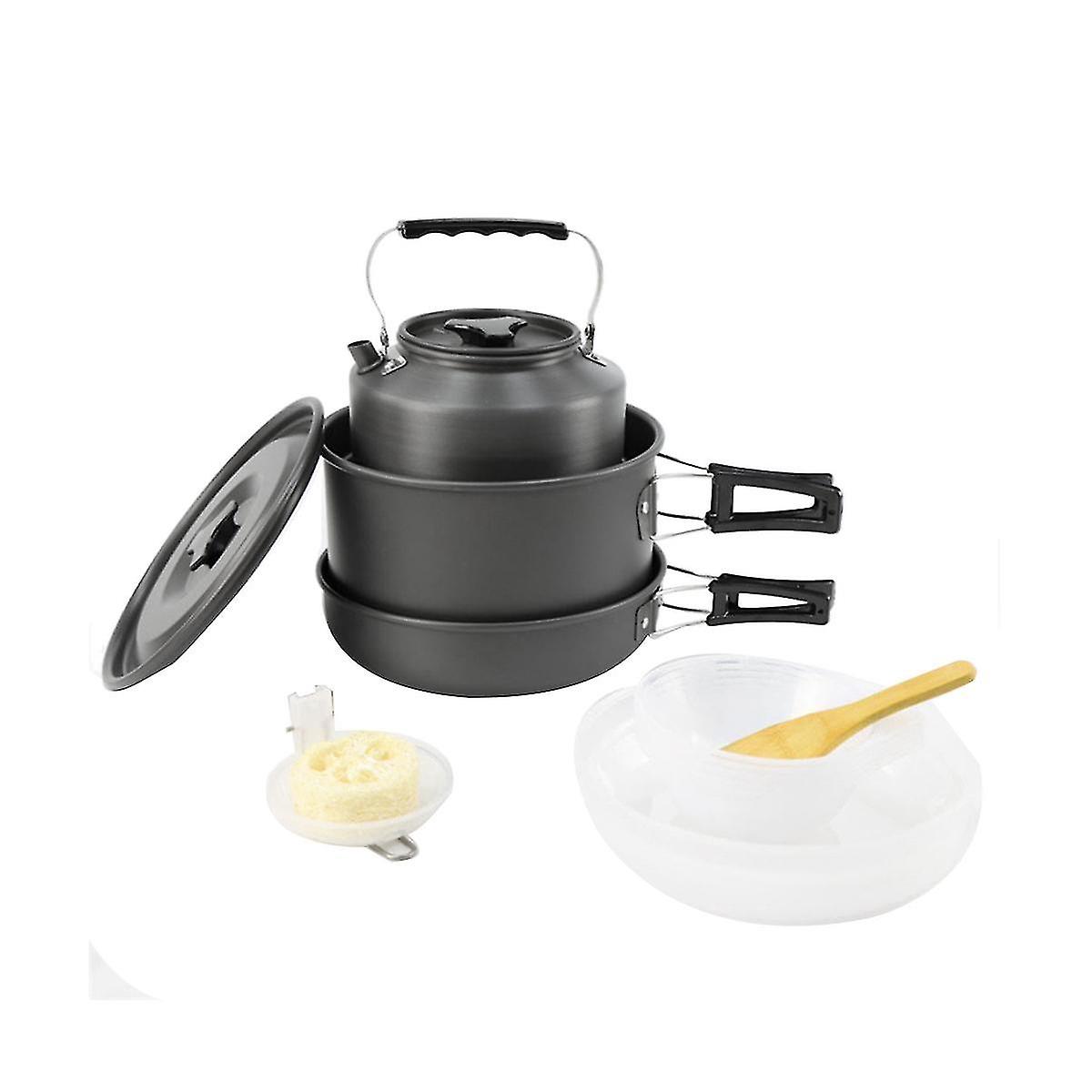 Camping Cookware Set, Portable Folding Pot And Pan With Carrying Bag ...