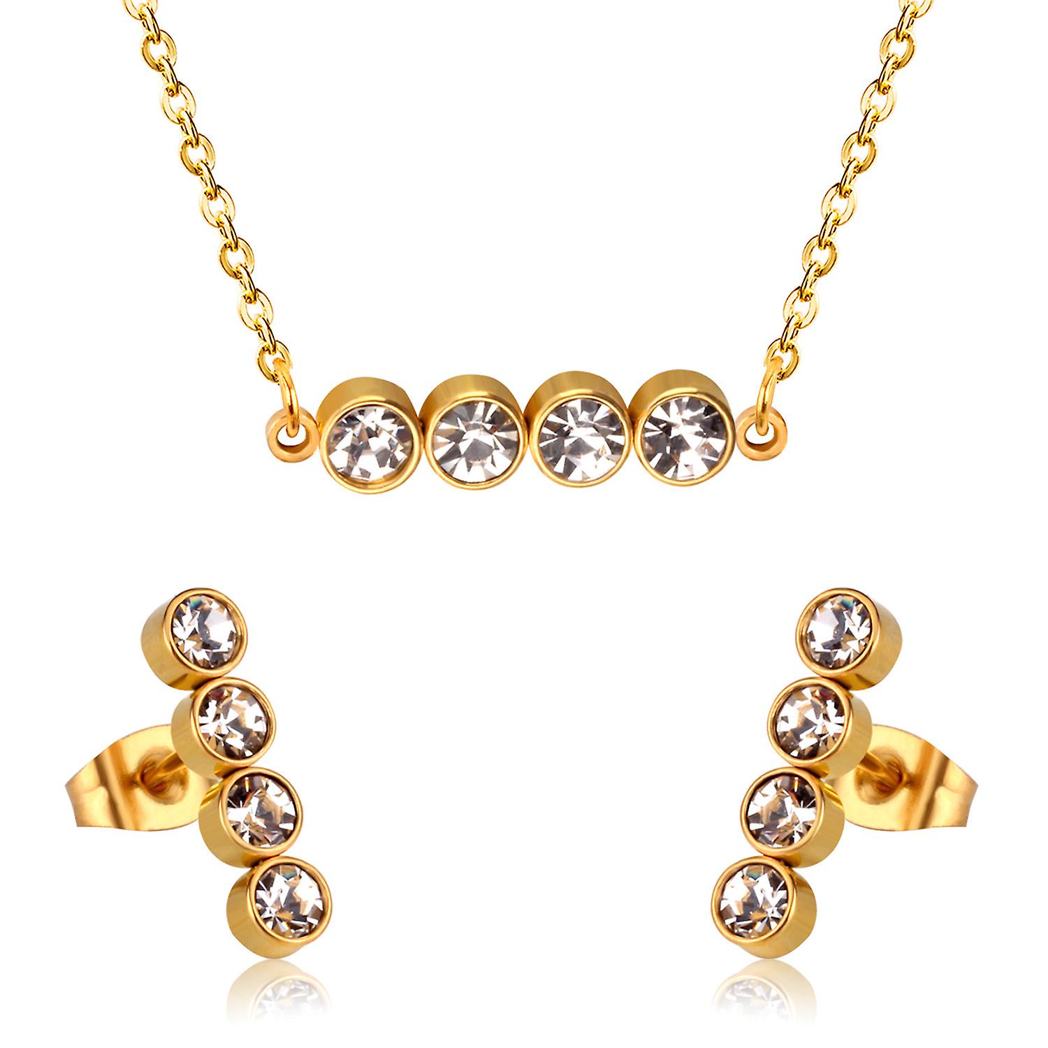 Four Round Frames With Diamonds Forming A Straight Pendant Necklace And ...