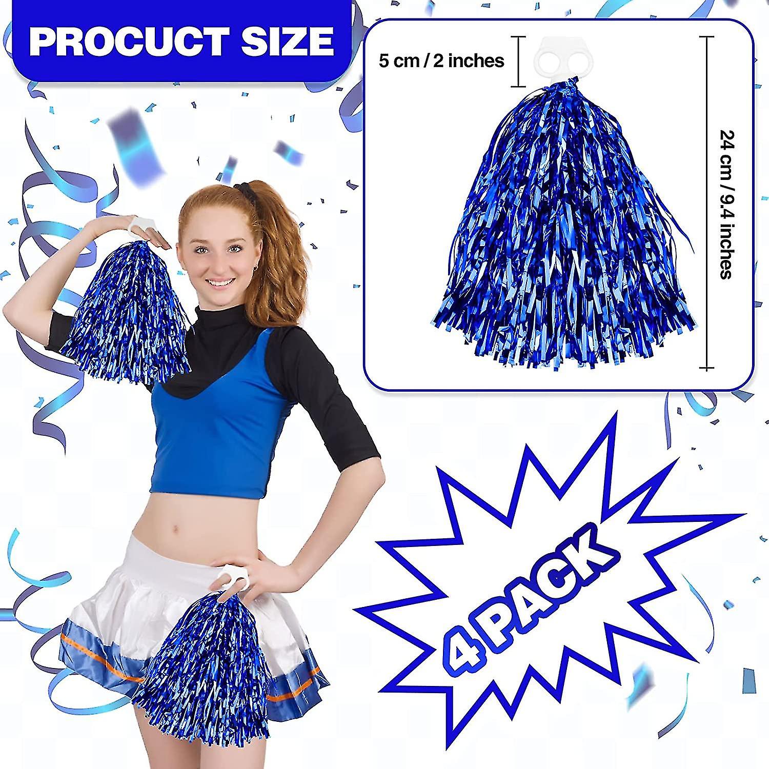 Cheerleading Pom Poms 4 Pack Cheerleader Squad Spirited Fun Pompoms Pom ...