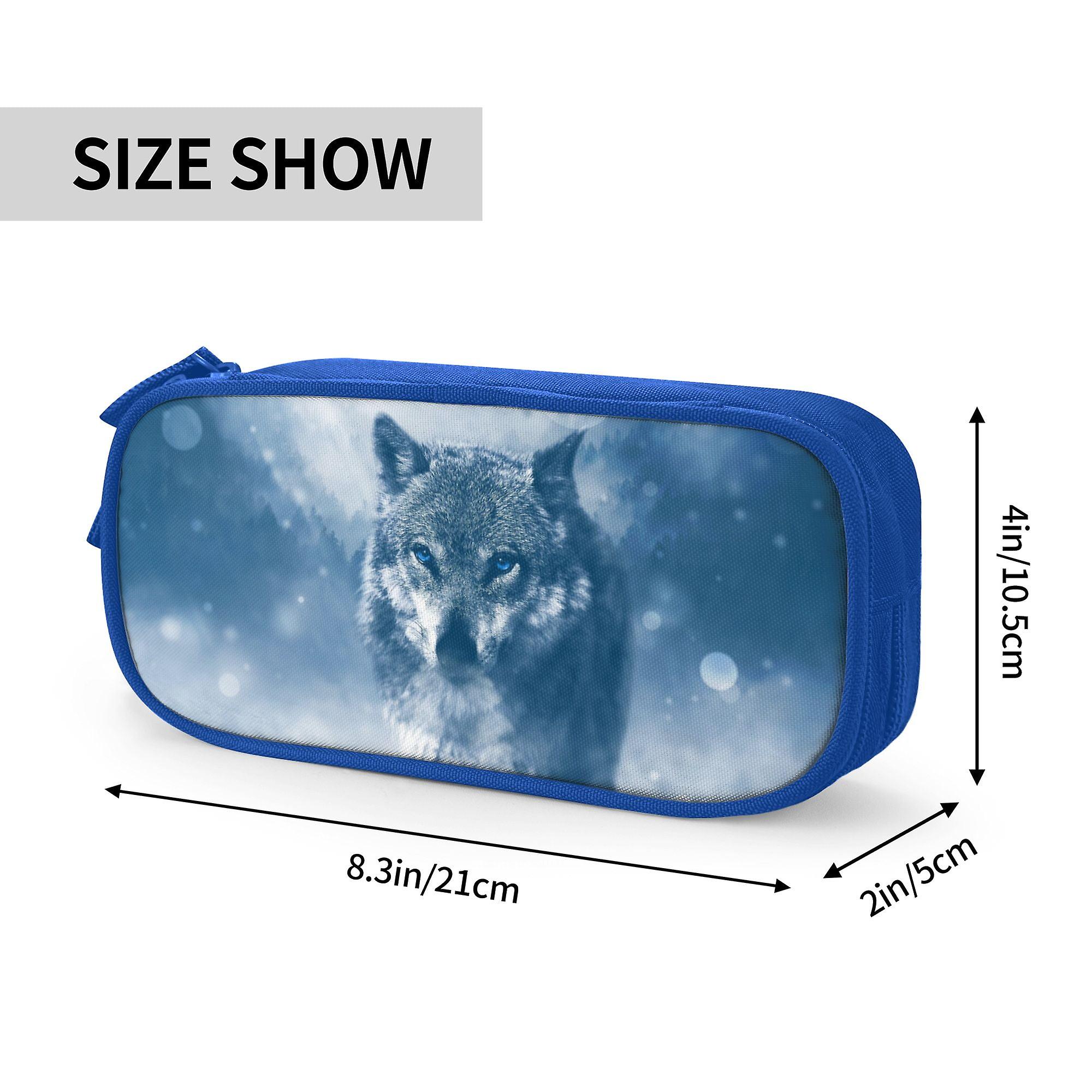 Large Capacity Pencil Case, Winter Animal Lonely Wolf Pattern Pencil ...