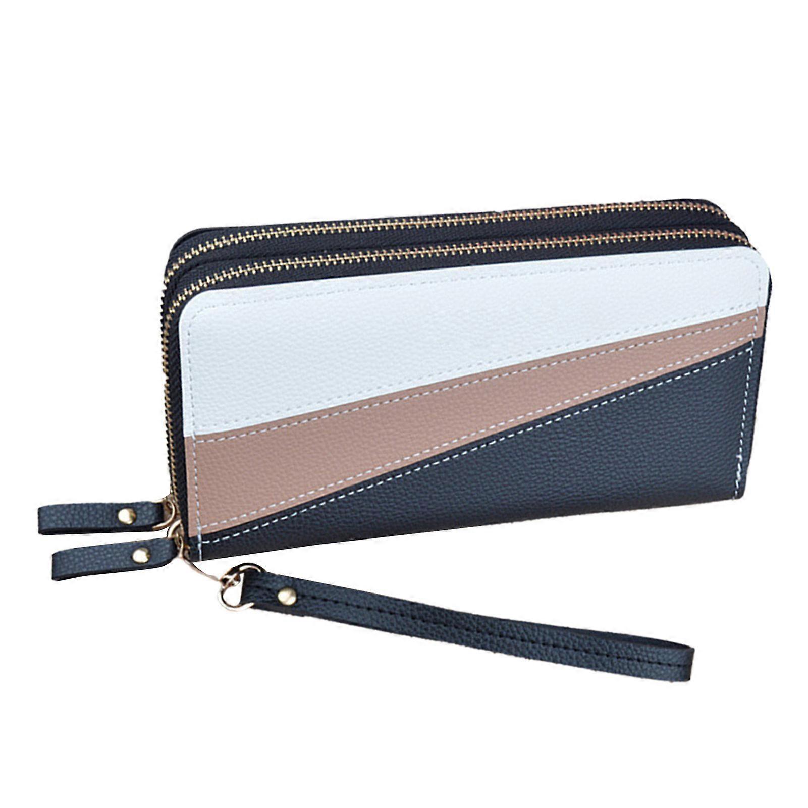 Large Capacity Black Long Wallet Purse with 2 Way Zipper and 2 ...