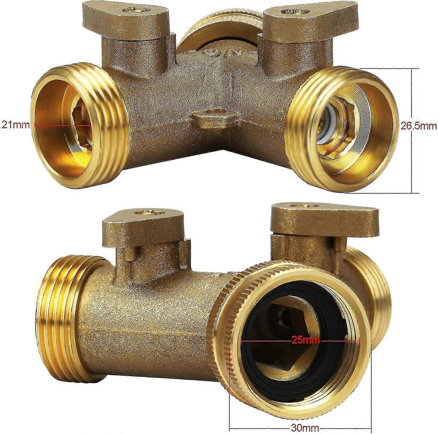 Pcs 2 Way Y Splitter For Double Washing Machine Faucet Supply Hose, 3/4 ...