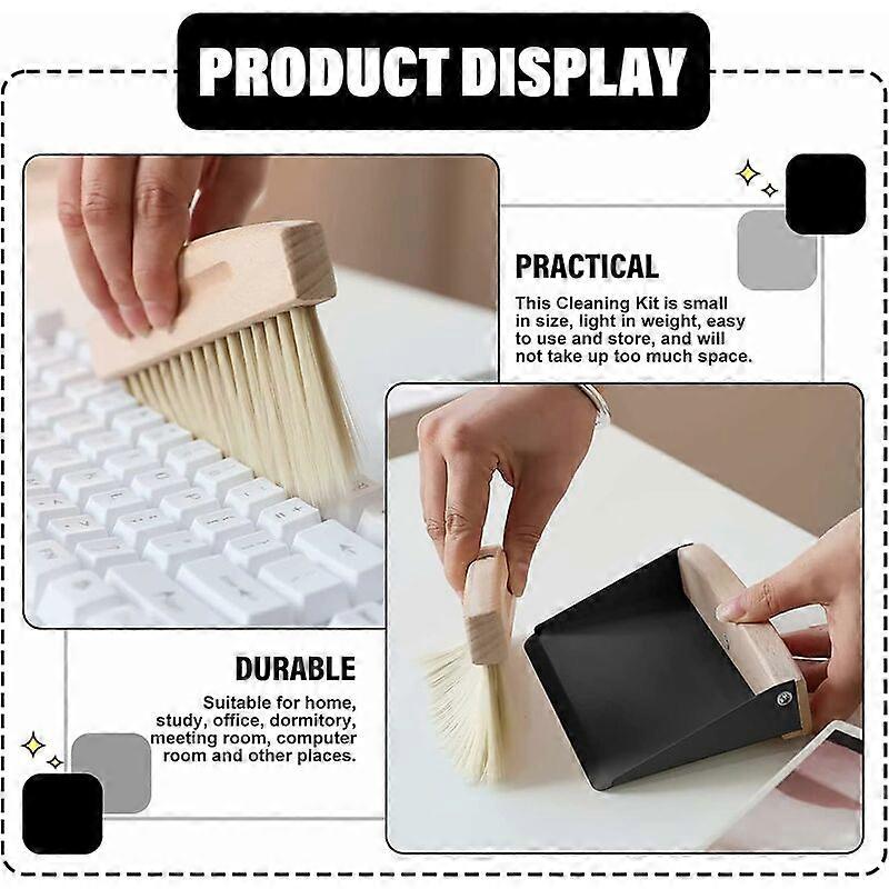 Table broom and dustpan: wooden broom and brush, flour broom, table ...