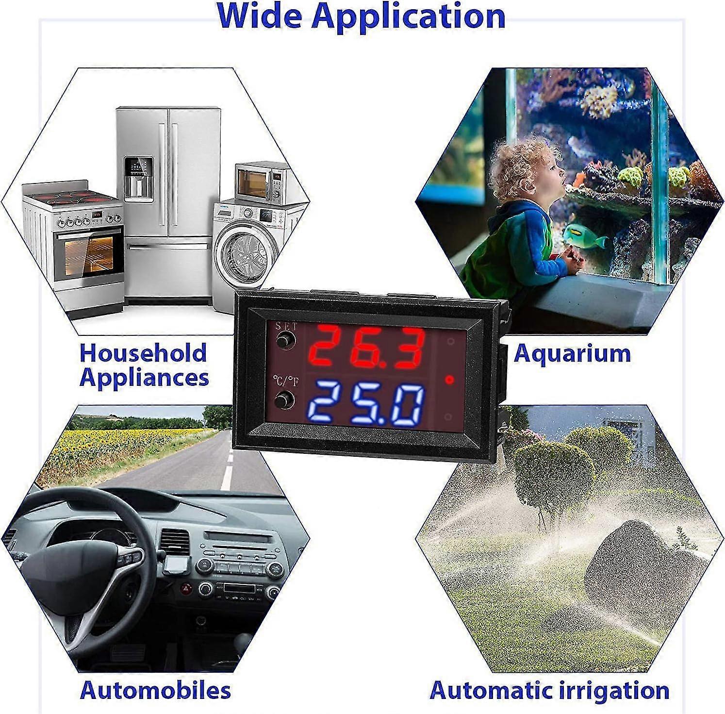 Dc 12v Programmable Temperature Controller -50~110,red/blue Led Display ...