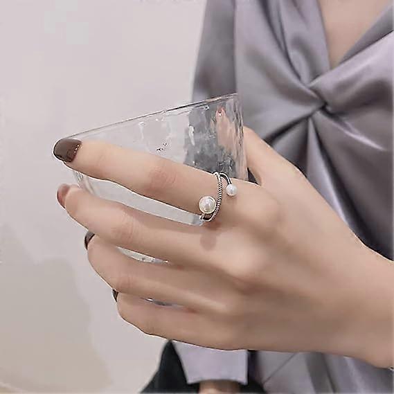Elegant Double Pearls Open Stacking Rings Sterling Silver 925 Vintage ...