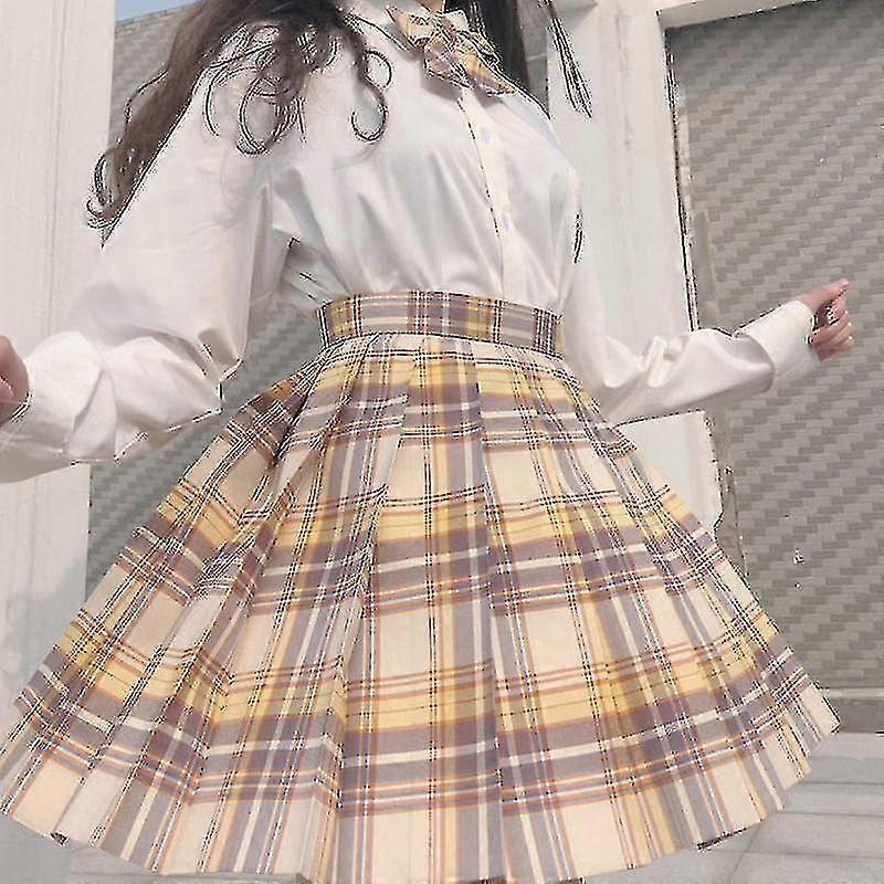 School Girl Uniform Pleated Skirts Japanese School Uniform High Waist A-line Plaid Skirt Sexy Jk ...