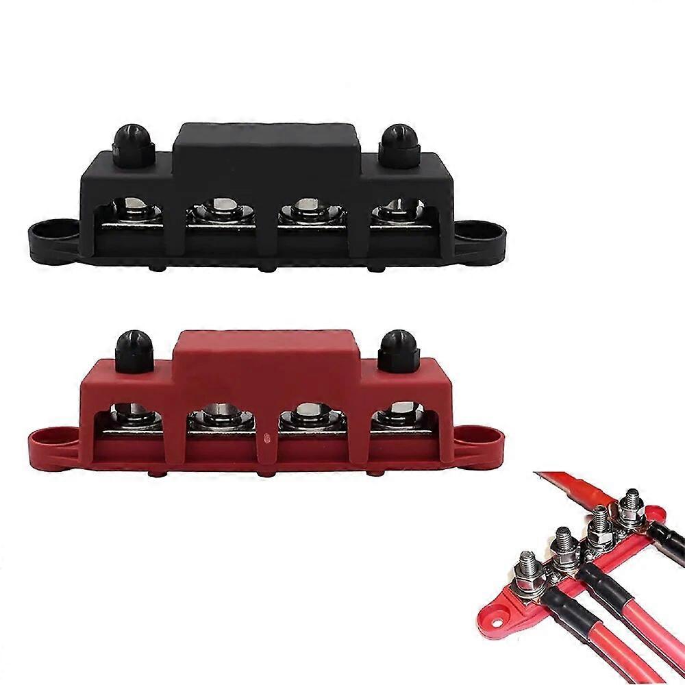 12V Power Distribution Block 250A Bus Bar Terminal Block with Cover M8 / M10 4 Way Terminal ...