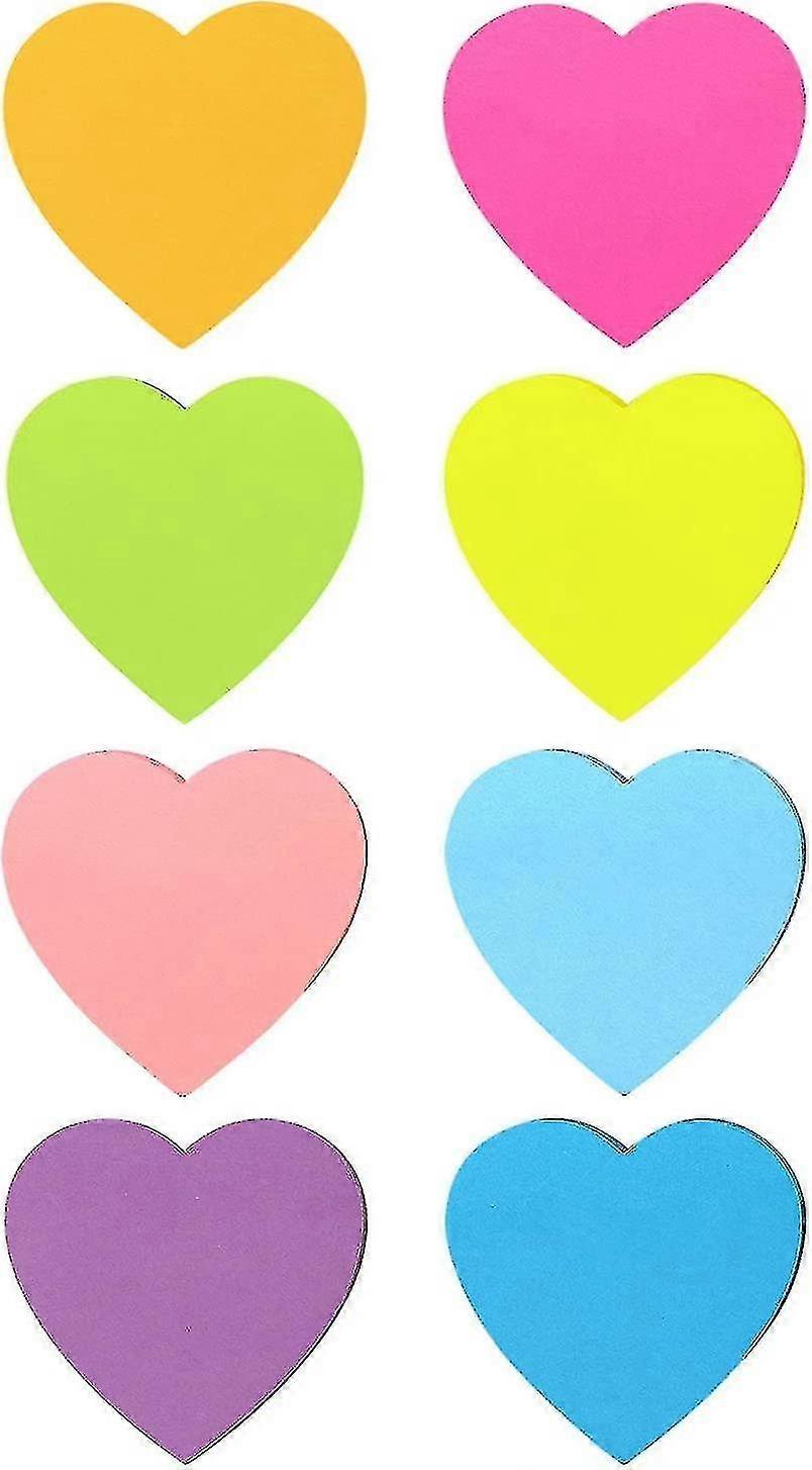Heart Shape Sticky Notes 8 Color Bright Colorful Sticky Pad 75 Sheets ...