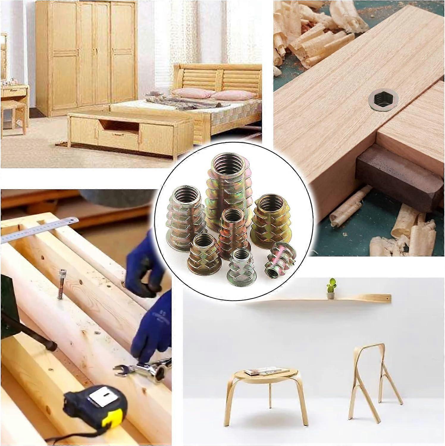 50 Pieces M8 Wood Threaded Insert Nut Inserts Screw Socket Sleeves ...