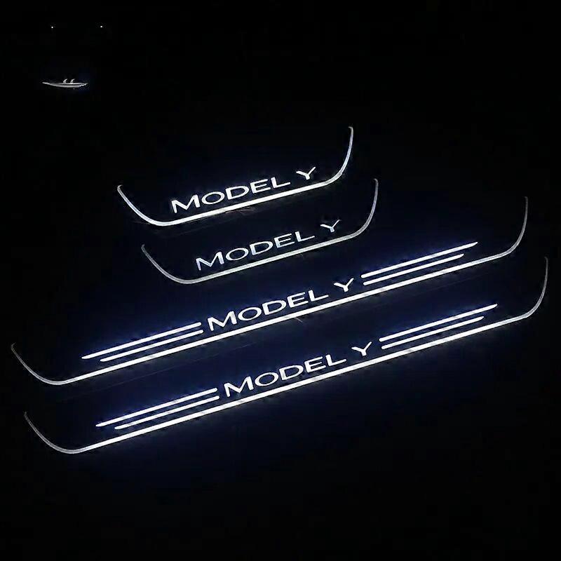 LED Car Pedal Foot Lamps For Tesla Model Y 2019 - 2020 2021 Door Sill ...
