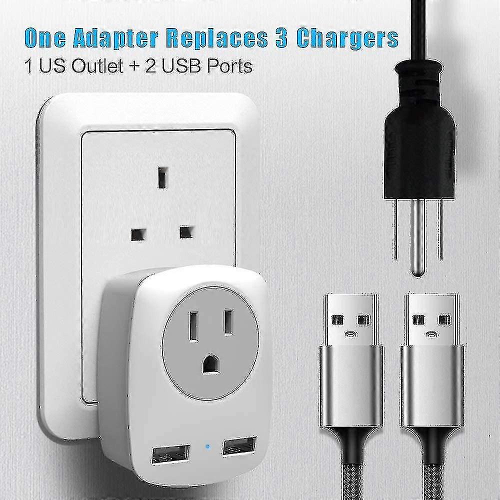 Uk Travel Adapter, Us To Uk/ireland/hong Kong Plug Adapter With 2 Usb ...