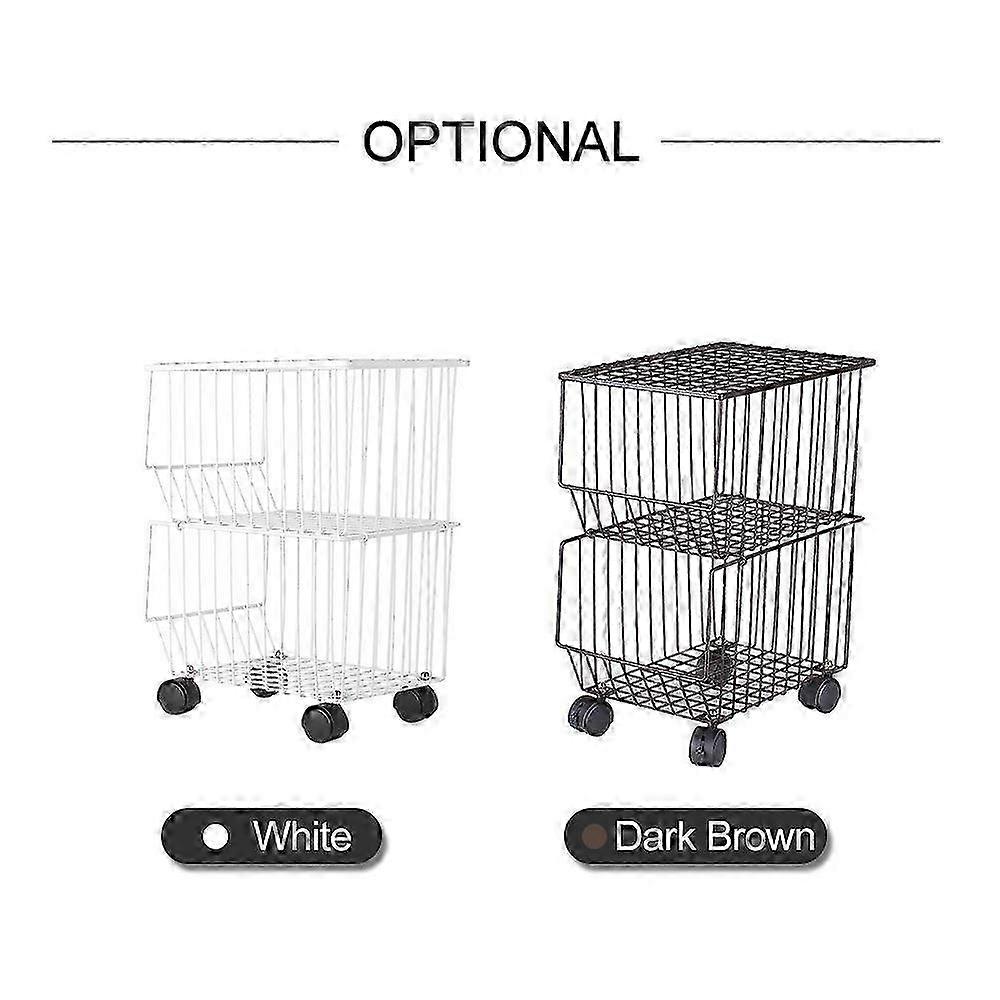 Movable Iron Storage Shelf 2 Layer Tier Drying Mesh Basket Metal Rack ...