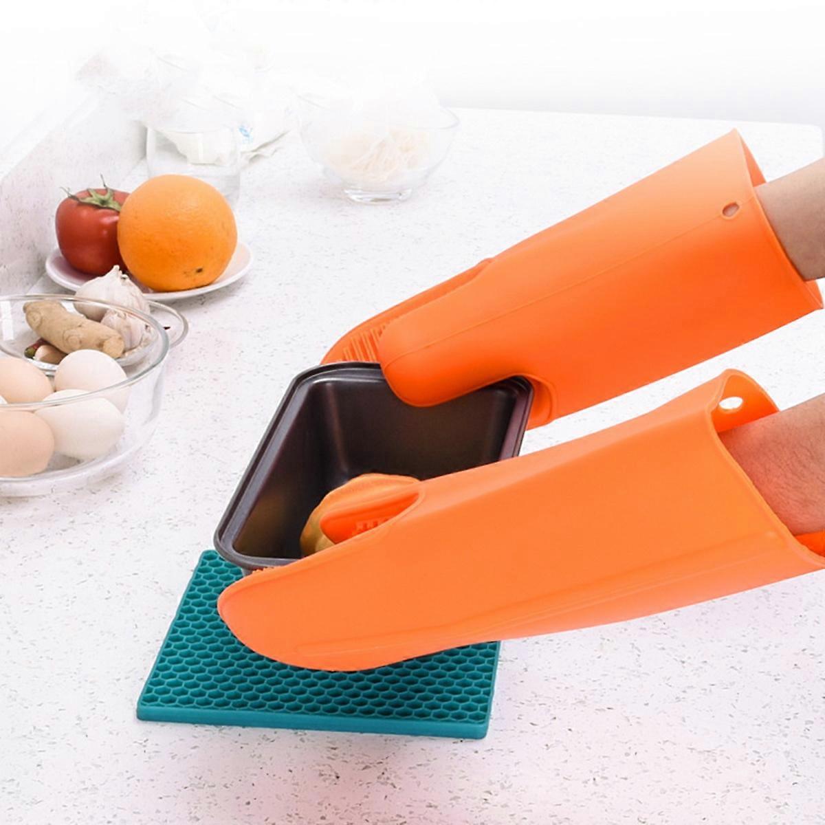 Grill Gloves Hot Mitts Kitchen Gloves Anti-Slip Oven Mitt Cooking ...