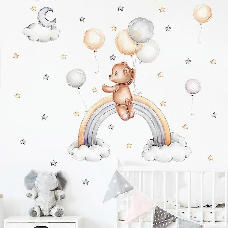 Bear Pattern Wall Stickers Tear-resistant PVC Children Room Wall Decal ...