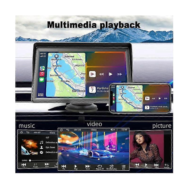 Portable Dash Mount Carplay Display 7In Touch Screen, GPS Navigatin ...