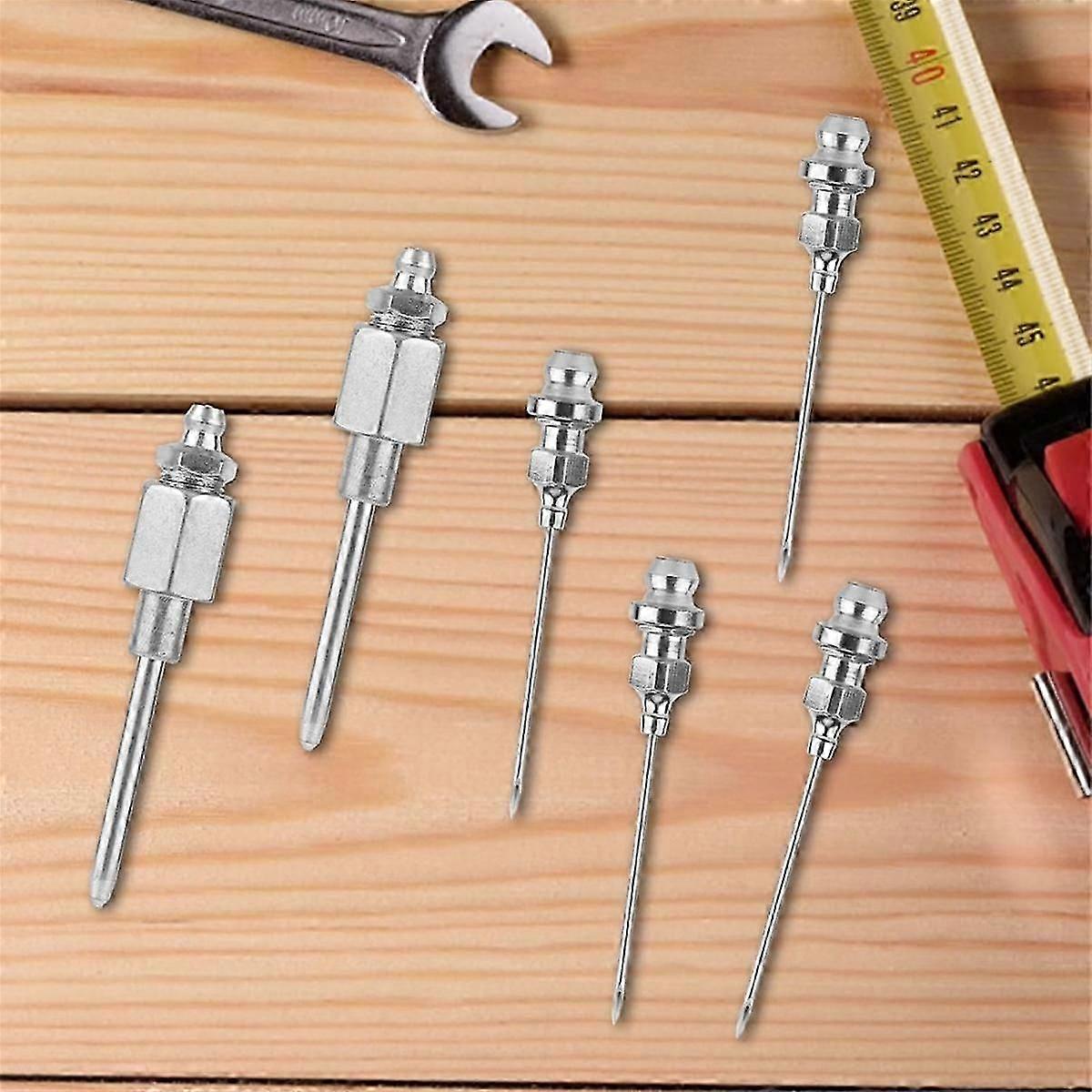 6pcs Grease Needle Nozzle Kit, Steel Grease Nozzle Needle Dispenser ...