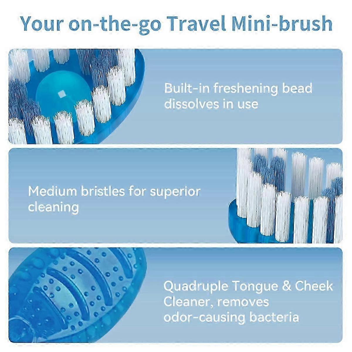 Disposable Travel Toothbrushes, 5-In-1 +Floss+Pick+Tongue ,Prepasted ...