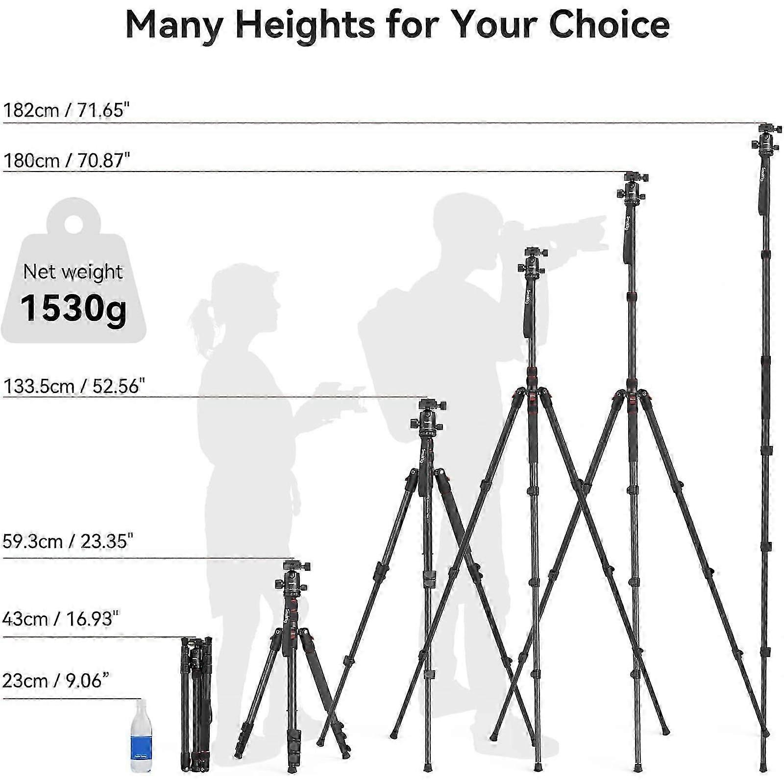 SmallRig Camera Tripod, 71" Foldable Aluminum Tripod & Monopod, 360Ball ...