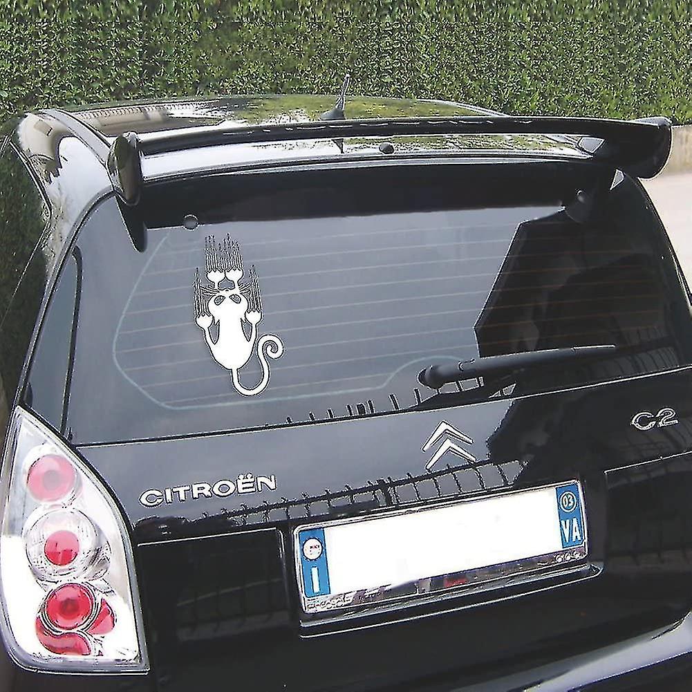Funny And Cute Black And White Cat Car Stickers, Personalized Funny Car ...