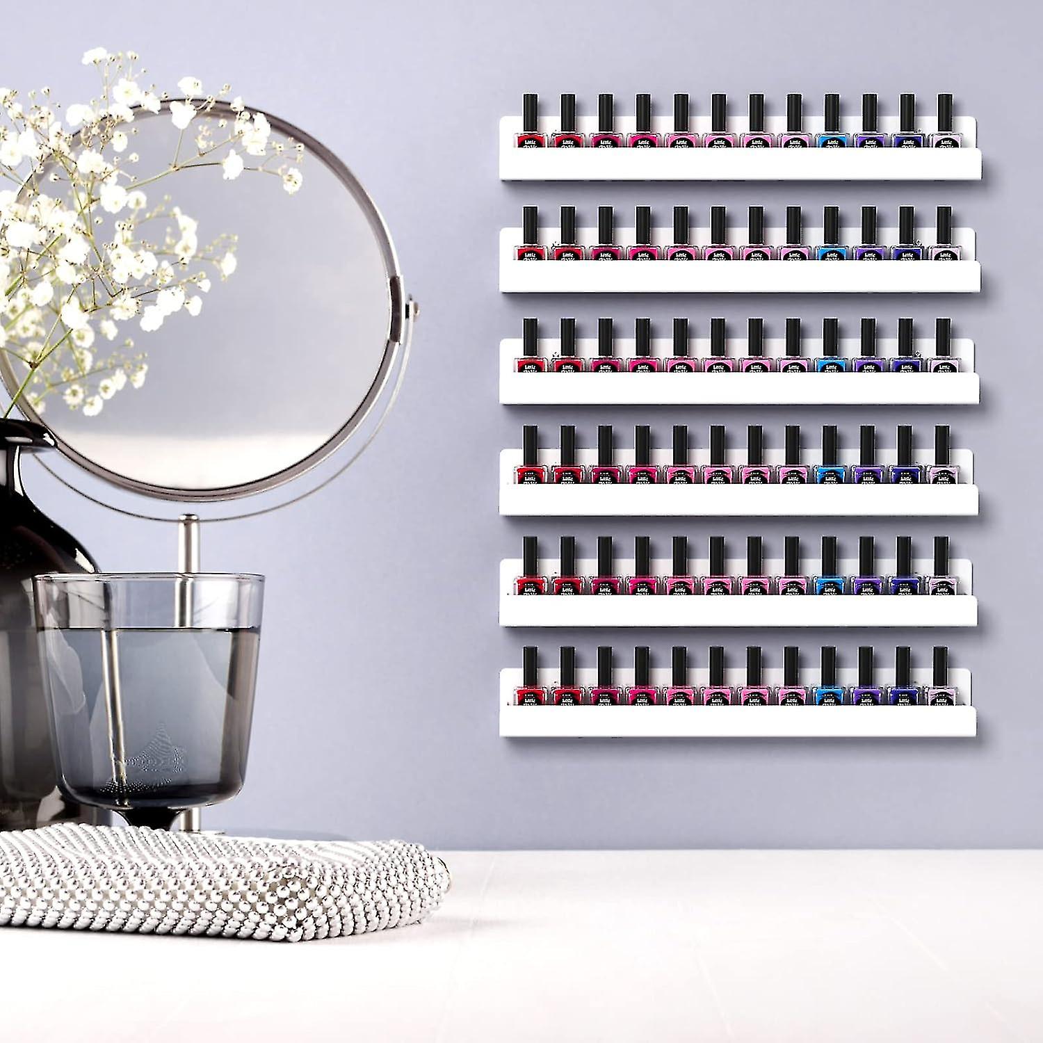 Nail Polish Wall Rack 6 Shelves, Clear Acrylic Nail Polish Organizer ...