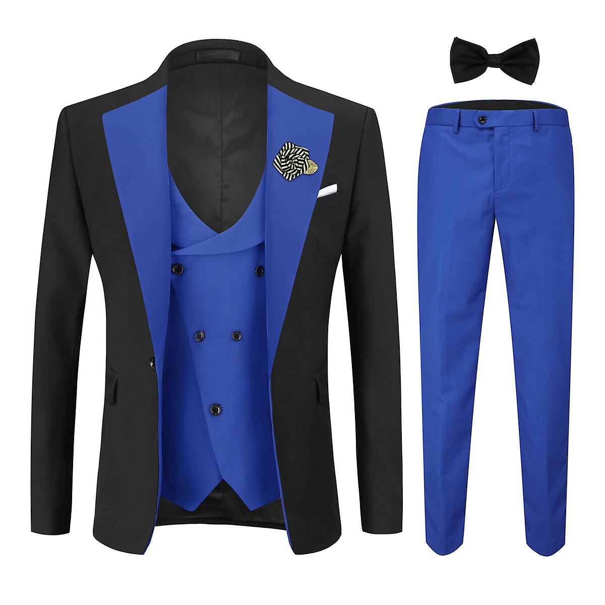 Youthup Mens 3 Piece ColorBlock Suits Dress Wedding Party Blazer and ...