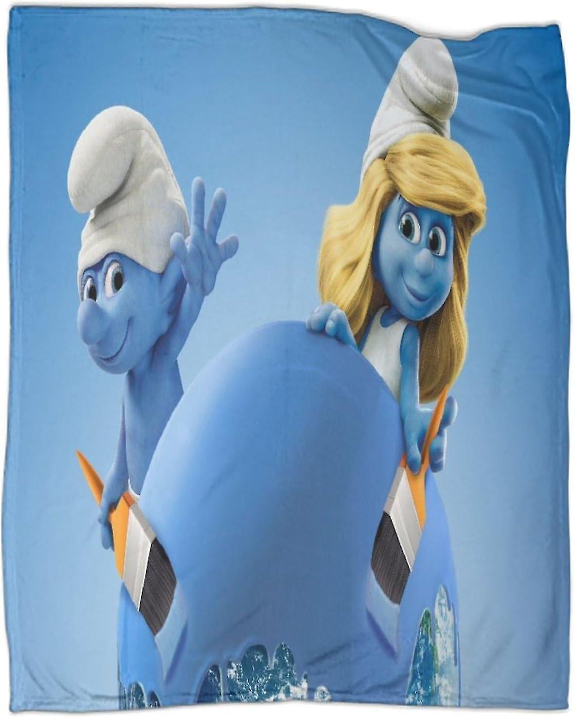 The Smurfs Print Flannel Blankets 3d Cartoon Spirit Pattern Plush ...