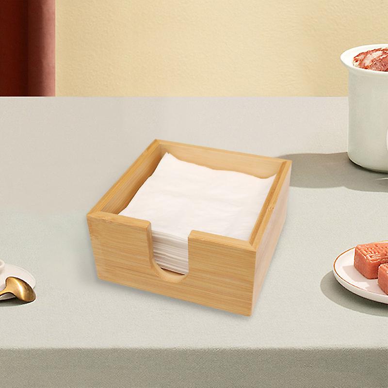 Bamboo Countertop Tissue Holder Rustic Heavy Duty Wood Square Dining ...