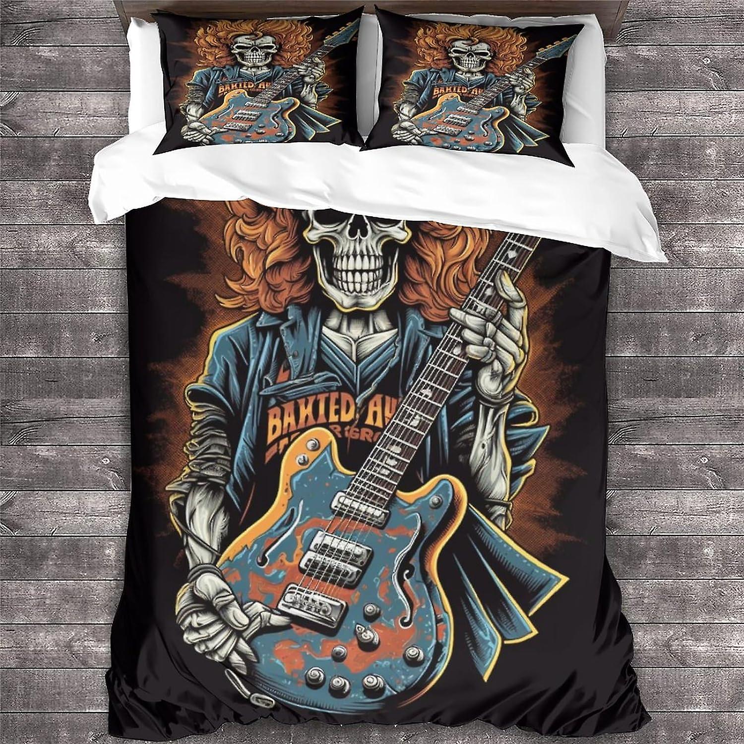 Rock 'n' Roll Duvet Cover Set, 3D Skull Printing Themed Bedding Set ...