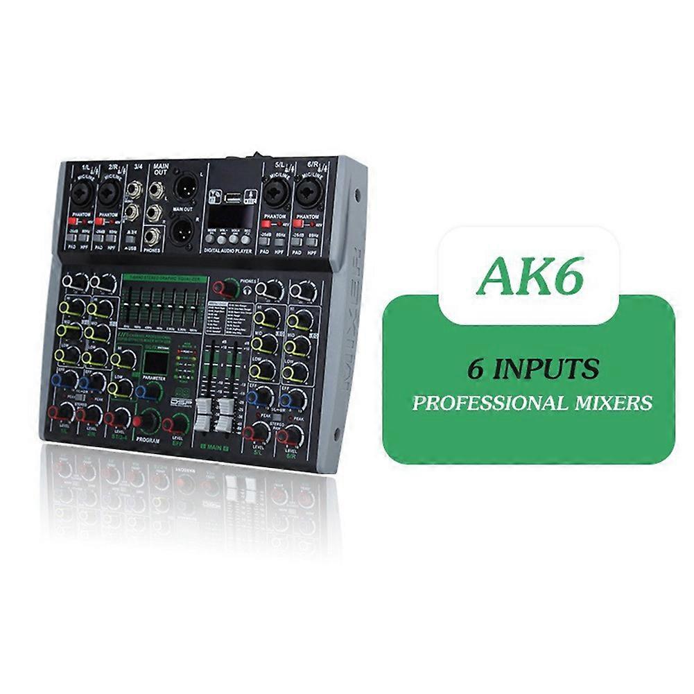 Professional Audio Mixer 6 Channel Built-in 99DSP 7-Segment Balanced ...