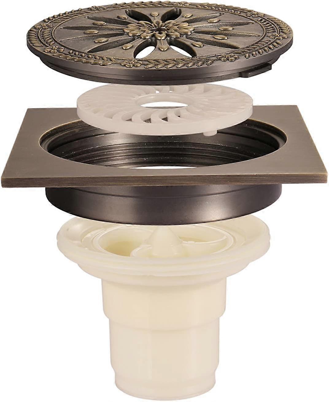 Brass Shower Drain, Square Floor Siphon Anti-Odor Shower Grate for ...