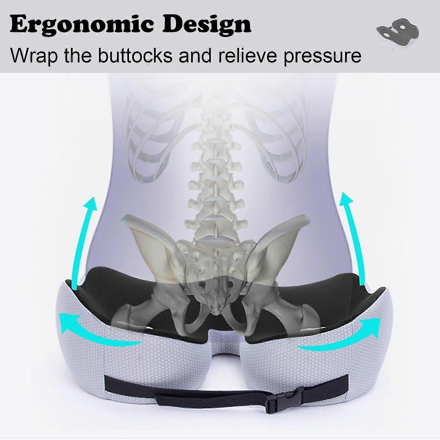 Memory Foam Sit Bone Relief Seat Cushion For Butt Lower Back Hamstrings ...