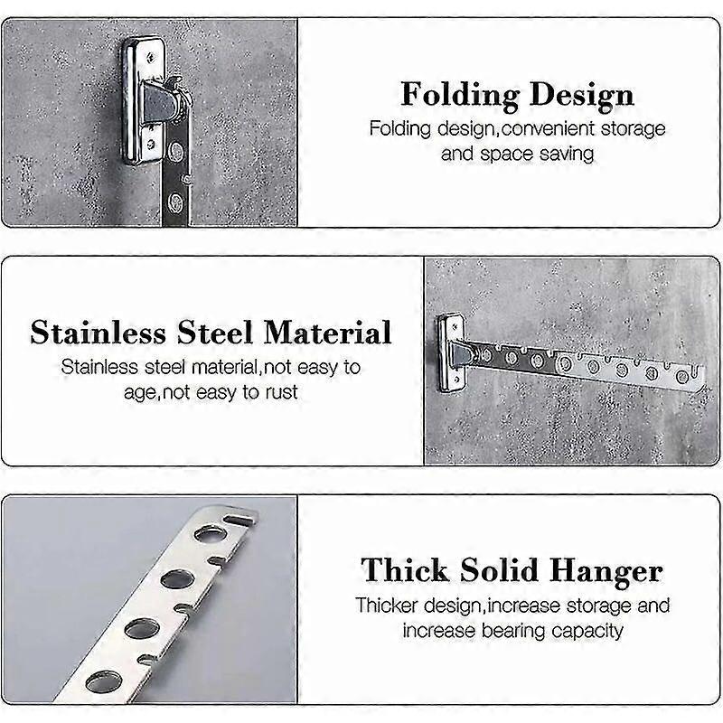Wall Hanger, Set of 2 Stainless Steel Folding Wall Mounted Clothes ...