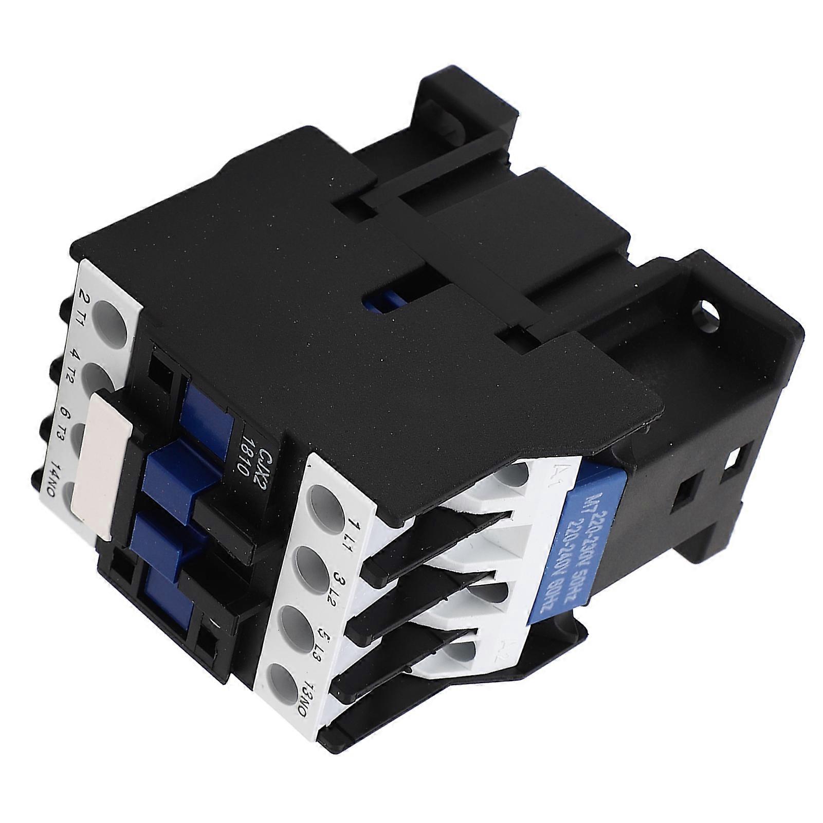 AC Contactor 3 Pole Normally Open Silver Contact Low Voltage Contactor 220V 18A 35mm Rail Mount ...